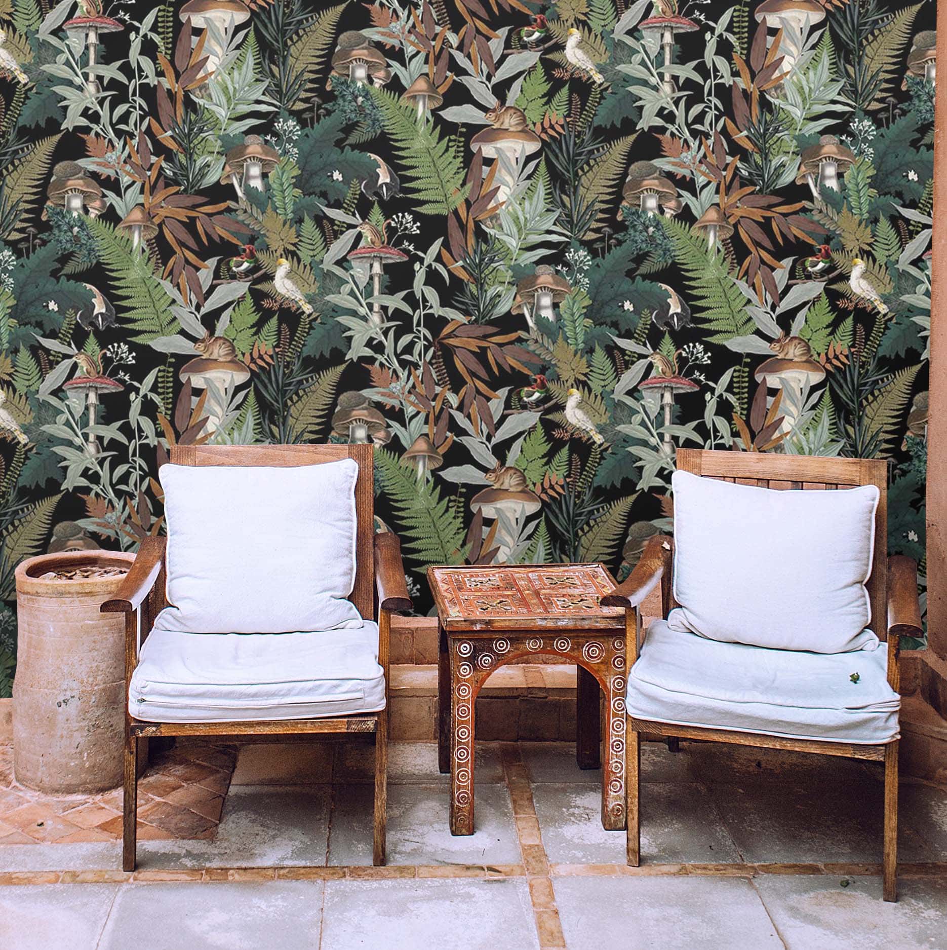 Wilderness, Tropical Jungle Repeat Pattern Wallpaper | Life n Colors